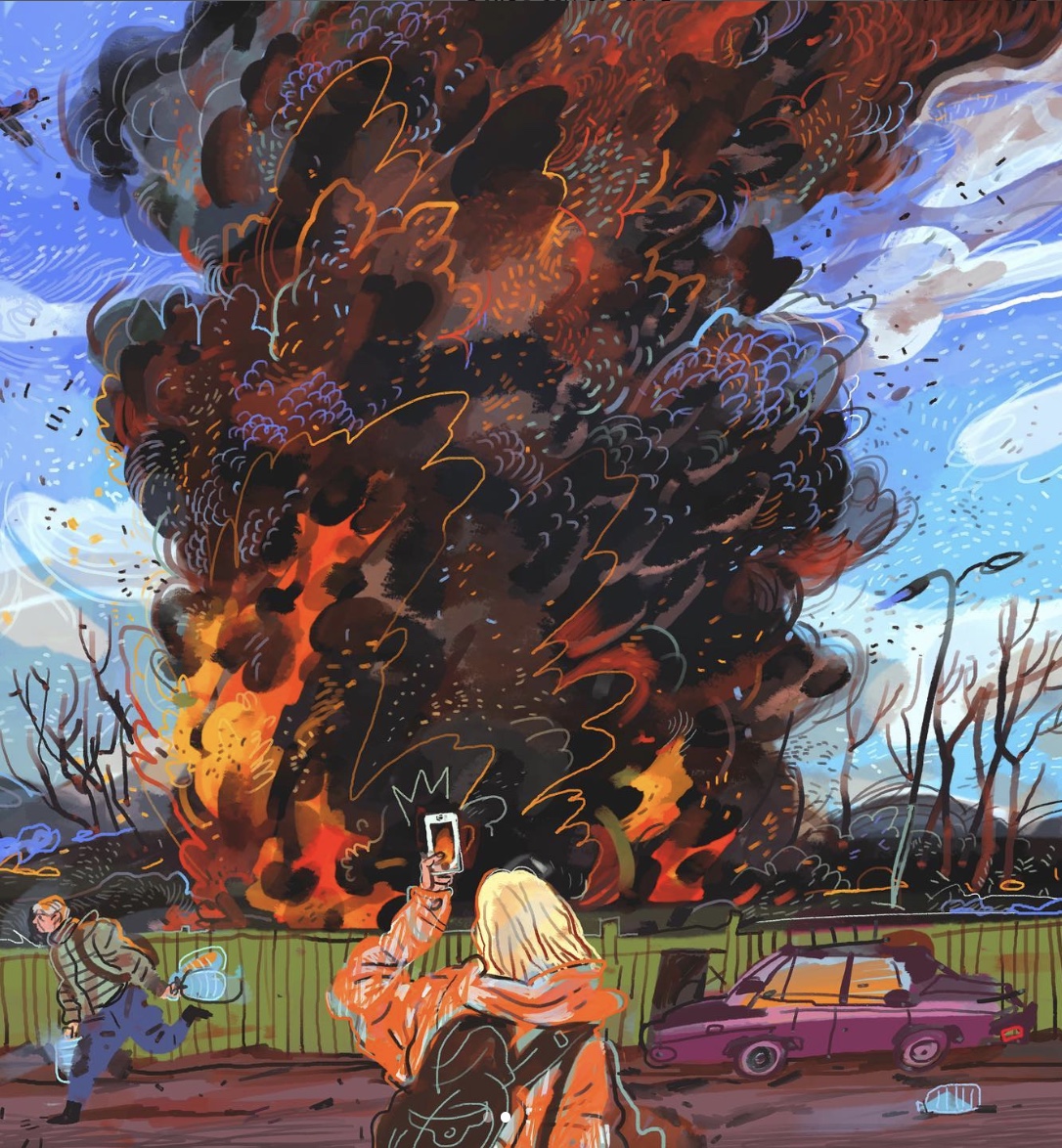 "My friend is photographing her neighbor's house on fire in Bucha right ...